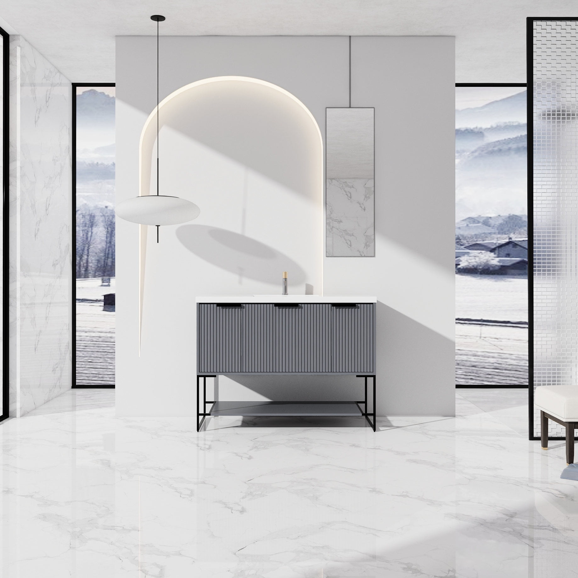 48 Inch Freestanding Bathroom Vanity Accessory | Gentle Automatic ...