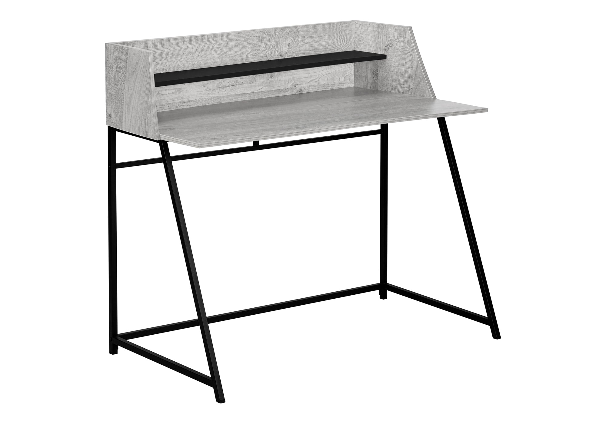 48 Inch Grey Wood Look Computer Desk with Black Metal Frame and Storage ...