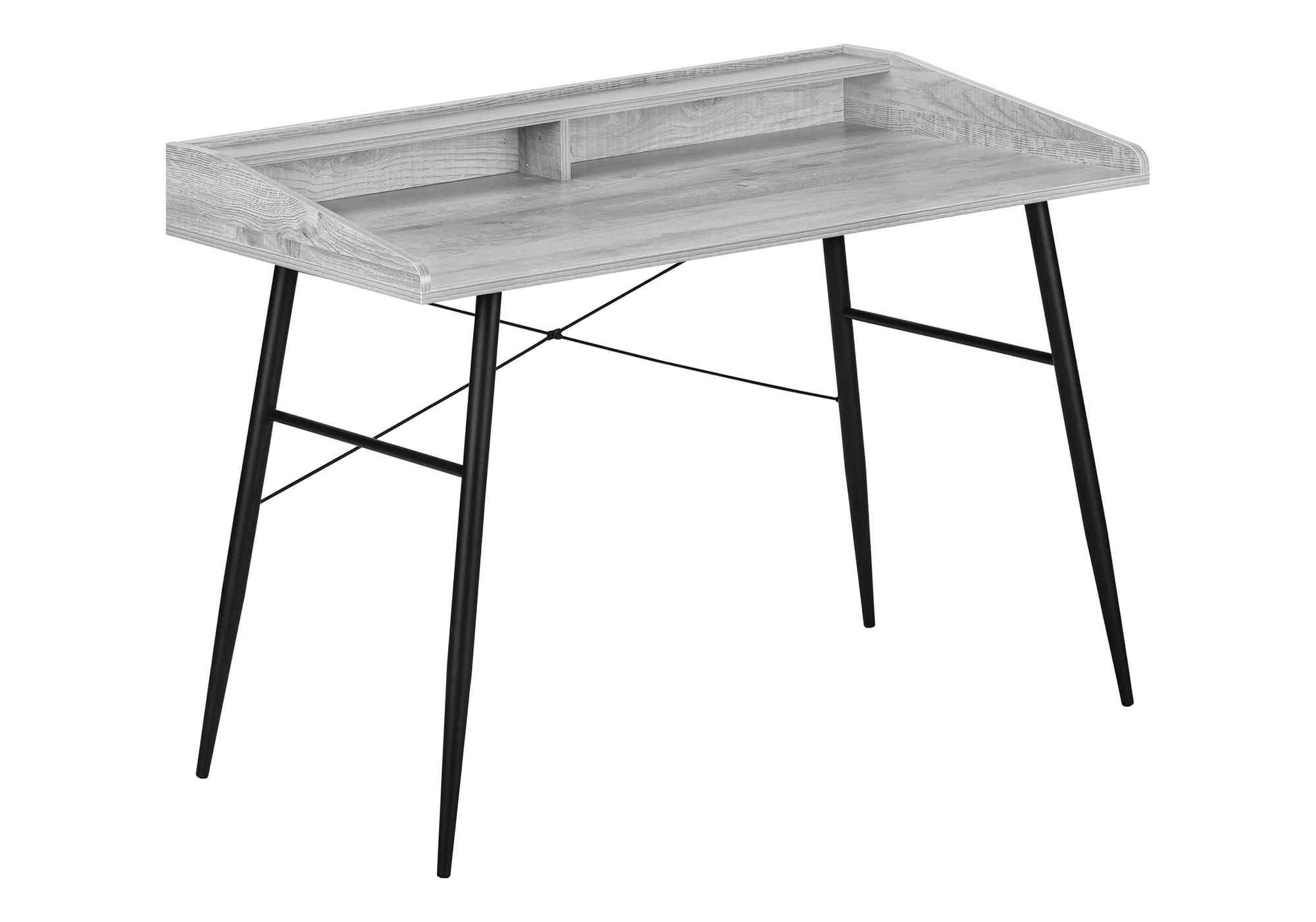 48 Inch Grey Wood Look Computer Desk with Storage Hutch and Black X ...