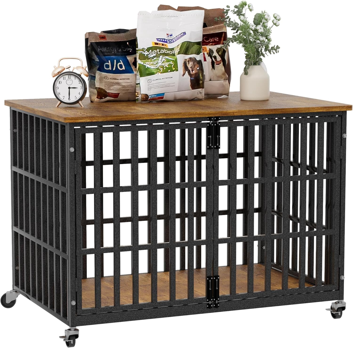 48 Inch Heavy Duty Dog Crate Kennel with Wheels High Anxiety ...
