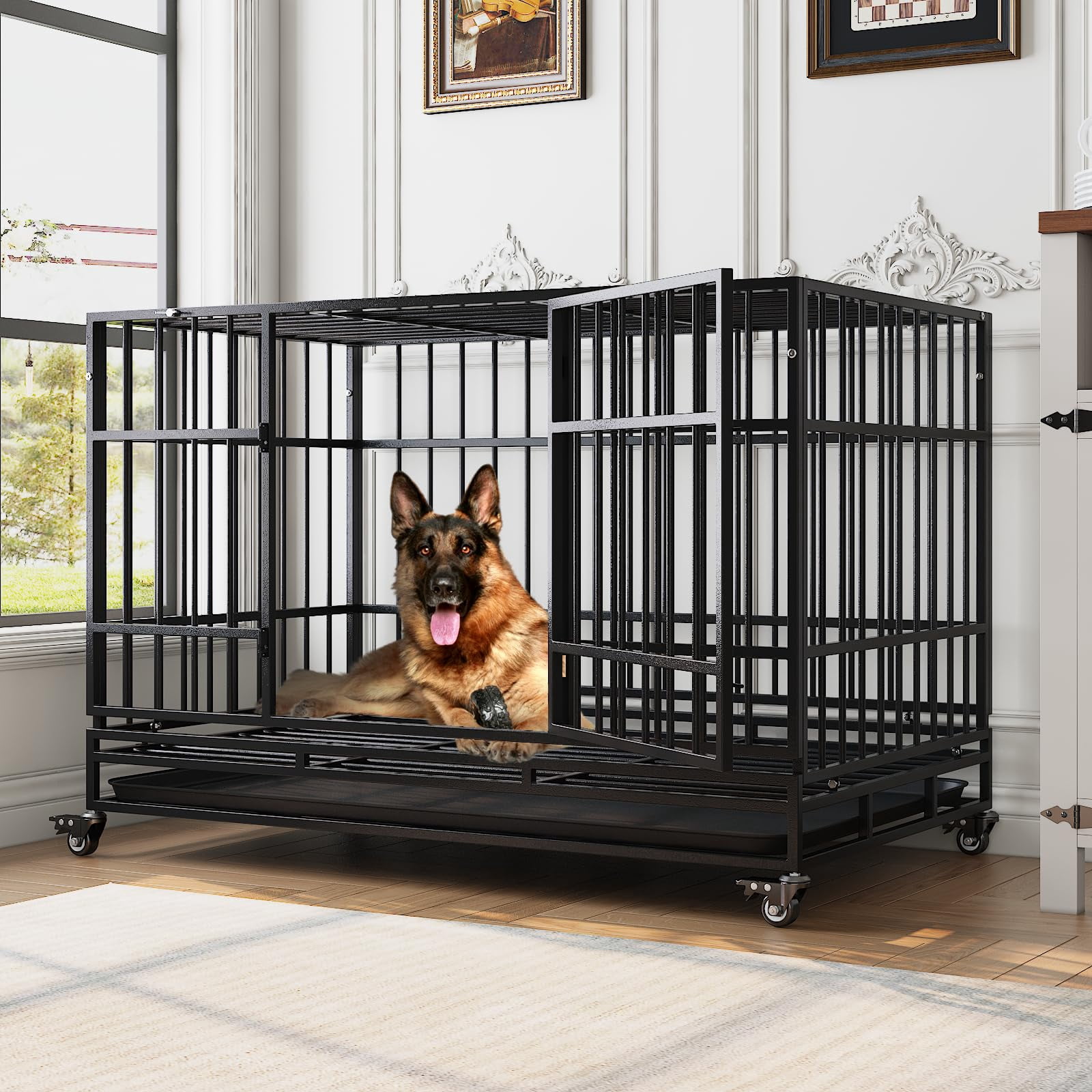 48 Inch Heavy Duty Dog Crate for Large Breeds, Escape Proof Metal ...