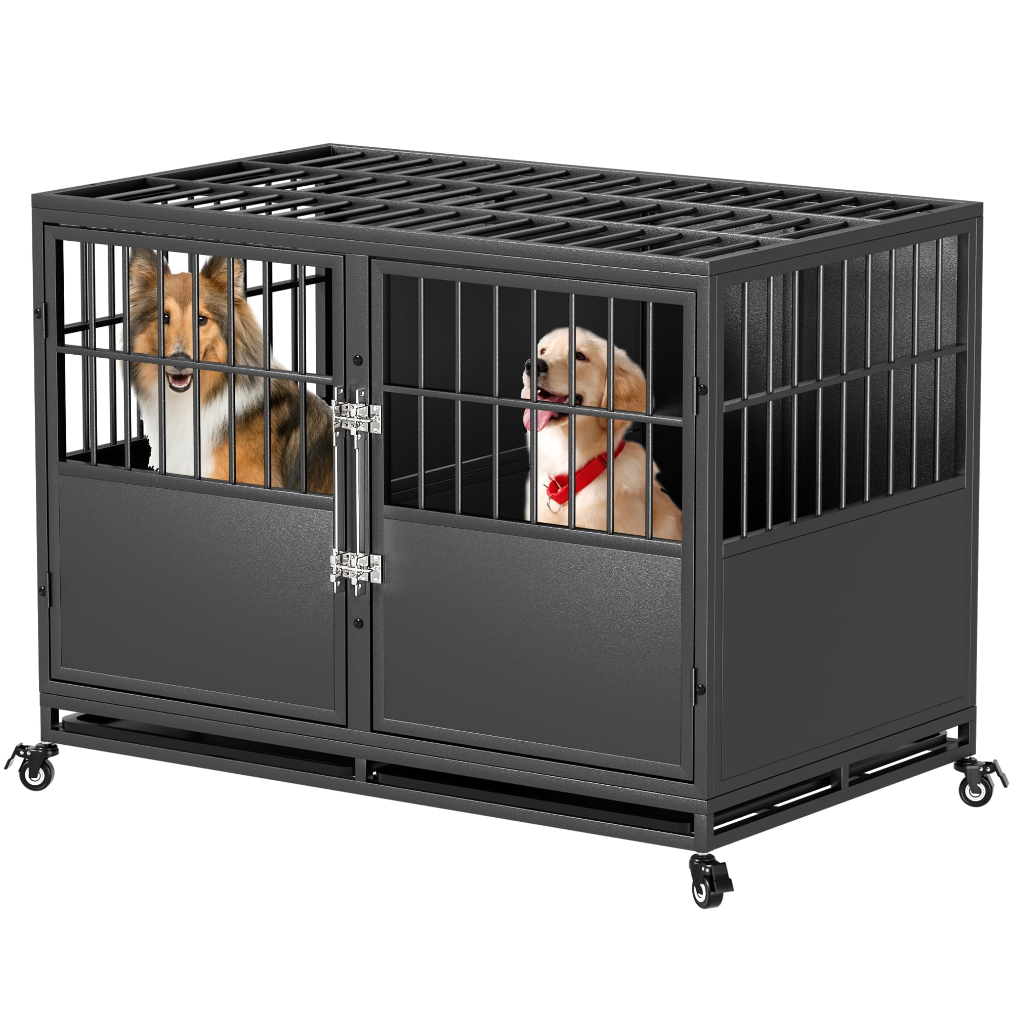 48 Inch Heavy Duty Stackable Dog Crate with Removable Divider, Metal ...