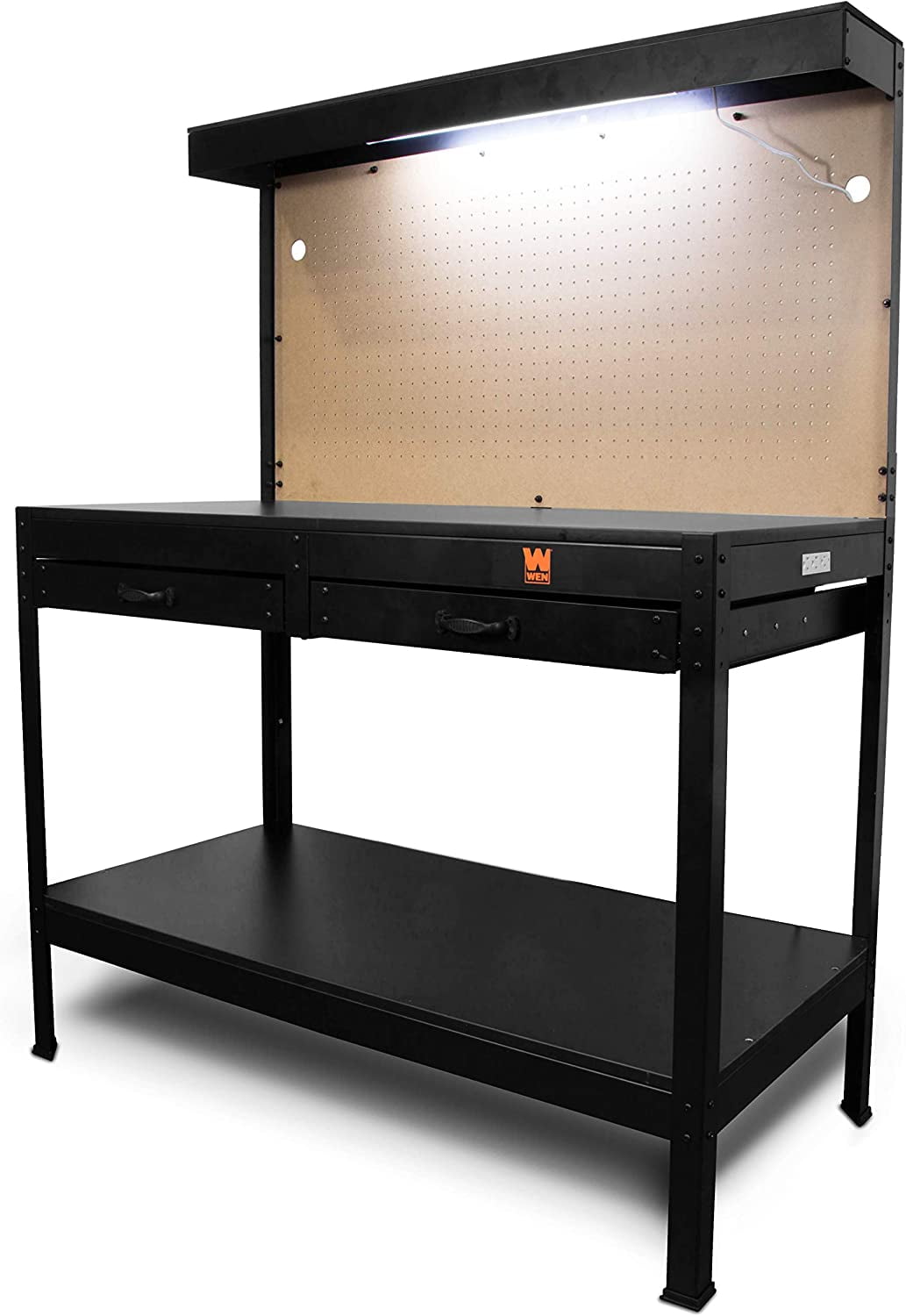 48-Inch Heavy-Duty Workbench with Built-In Electrical Outlets and LED ...
