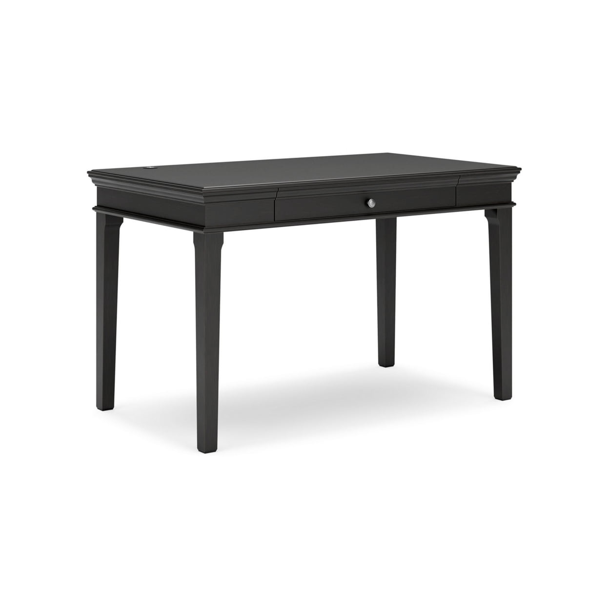 48 Inch Home Office Desk Vintage Black Wood Single Drawer 2 USB Ports ...