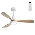 48 Inch Indoor Ceiling Fan with Light – 3 Solid Wood Blades, Remote ...