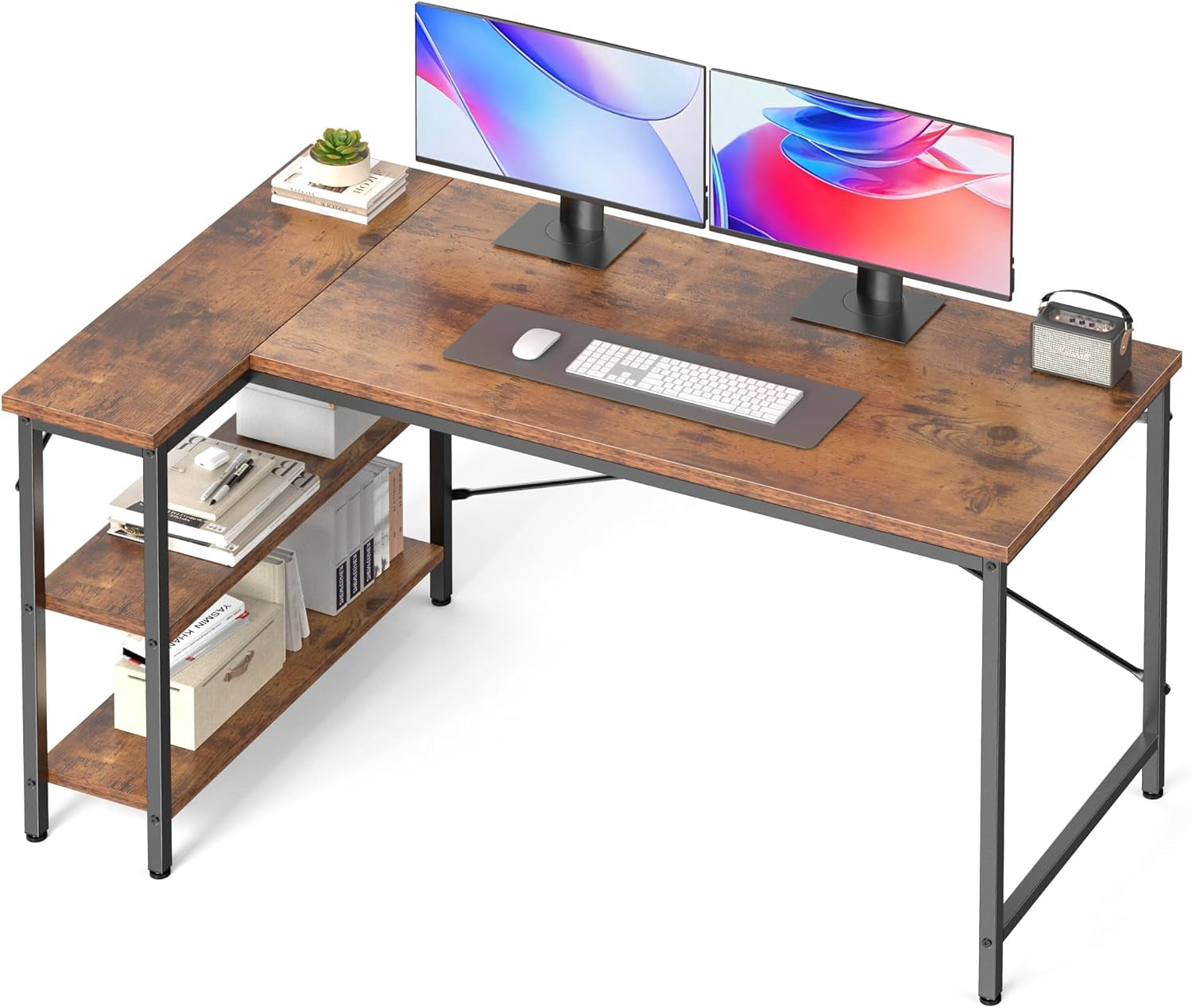 48 Inch L Shaped Desk Corner Computer Gaming Desks Home Office PC Table ...