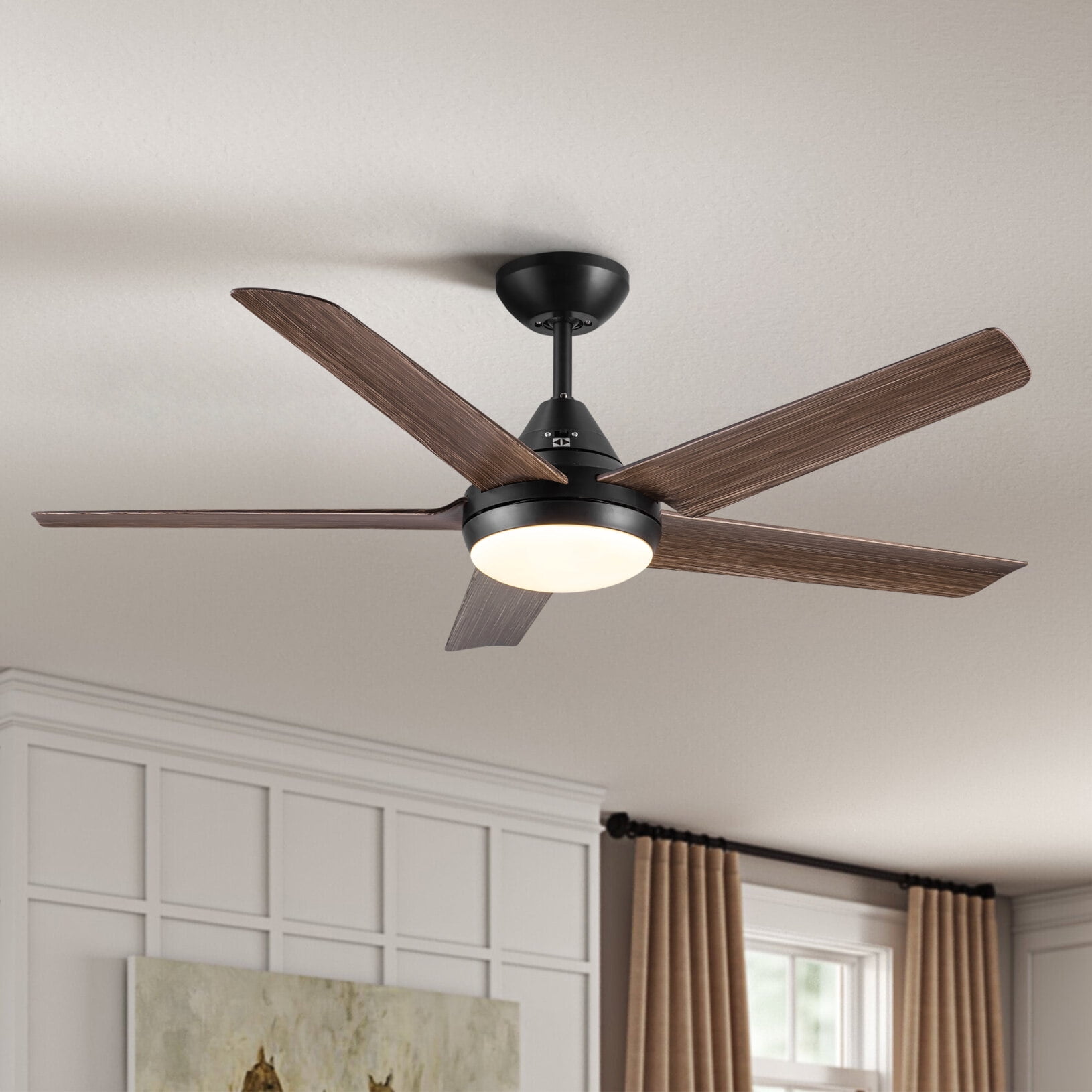 48-Inch LED Ceiling Fan with Integrated Lighting, Remote Control ...