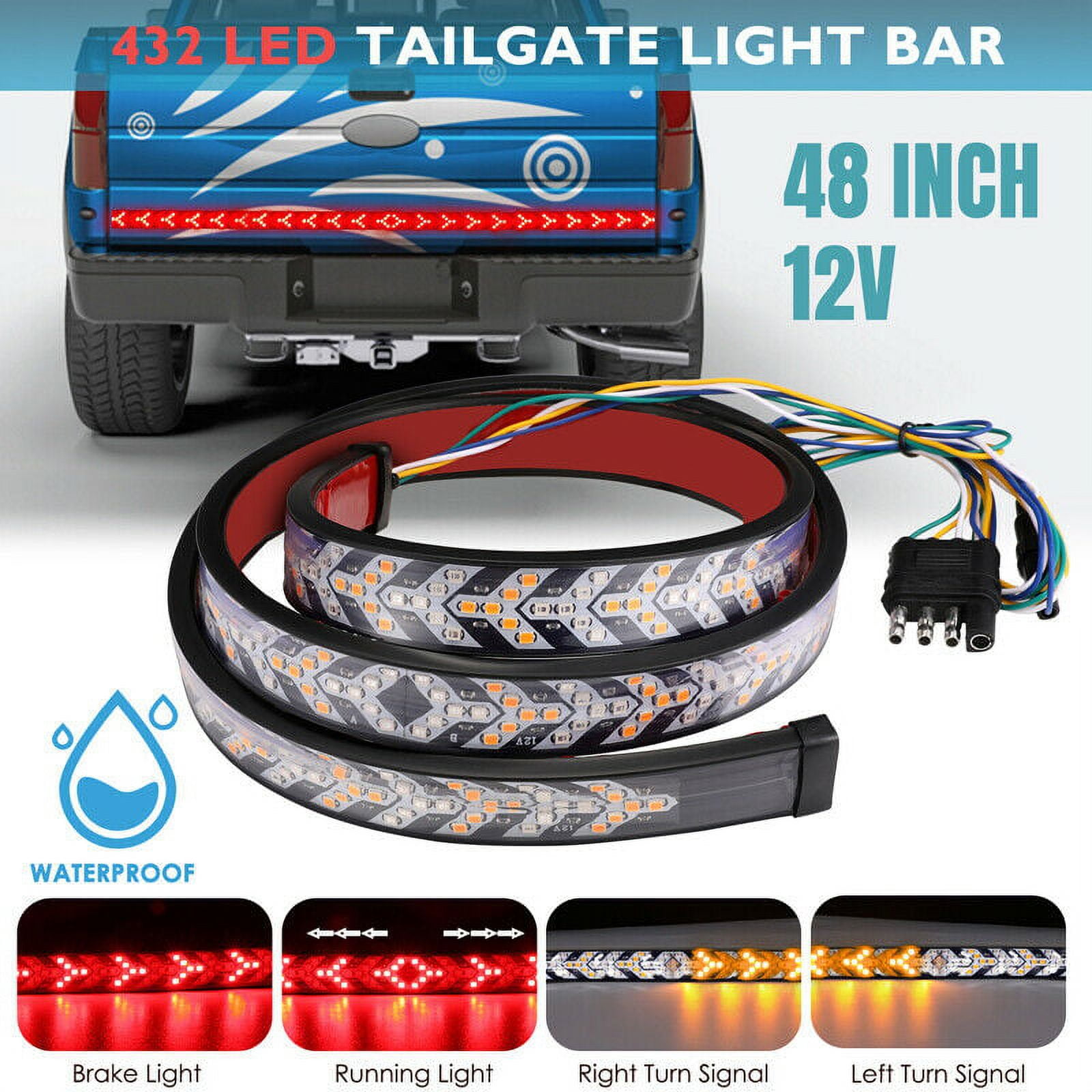 48" Inch LED Light Bar Truck Tailgate Brake Running Stop Turn Signal ...