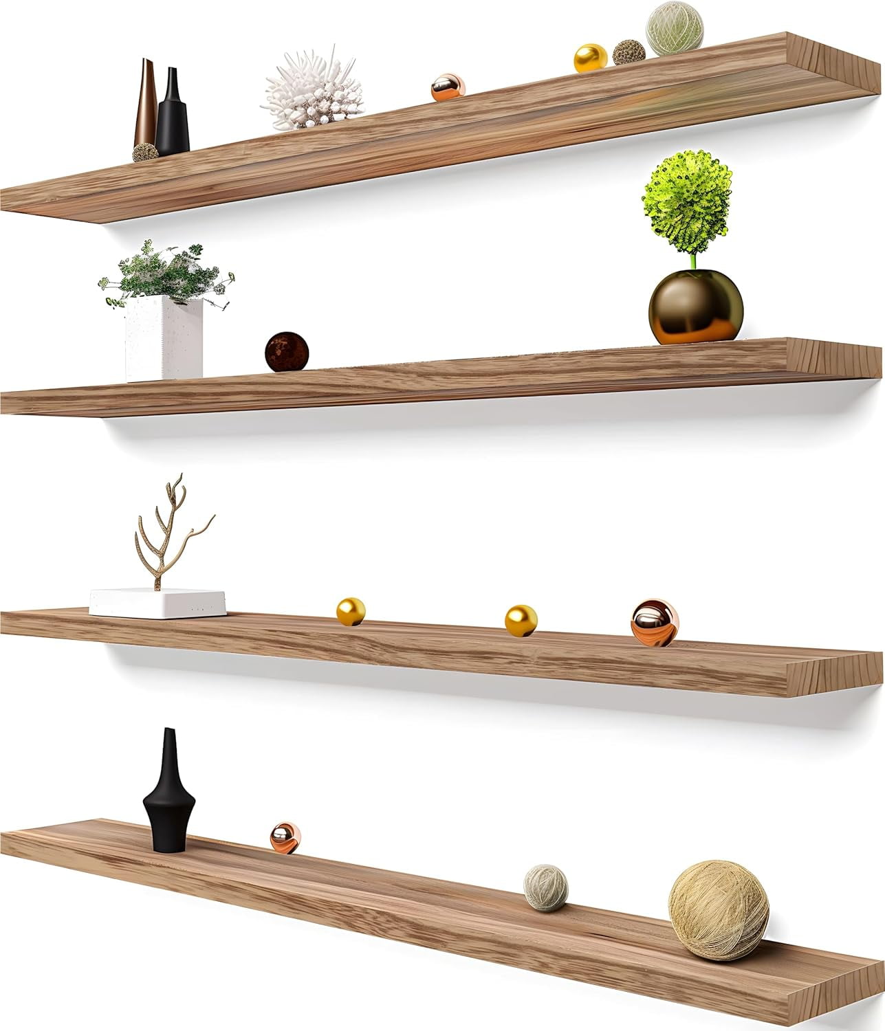 48 Inch Light Wood Floating Shelves for Wall Rustic Wall Shelf for ...