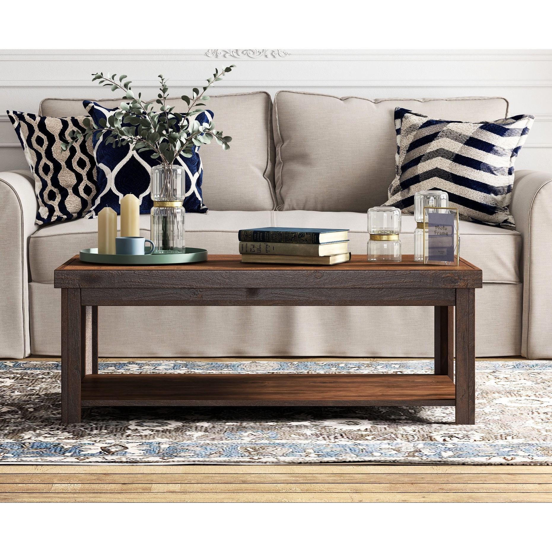 48 - Inch Lodge Coffee Table | For Home Upholstery Accent | Whiskey ...