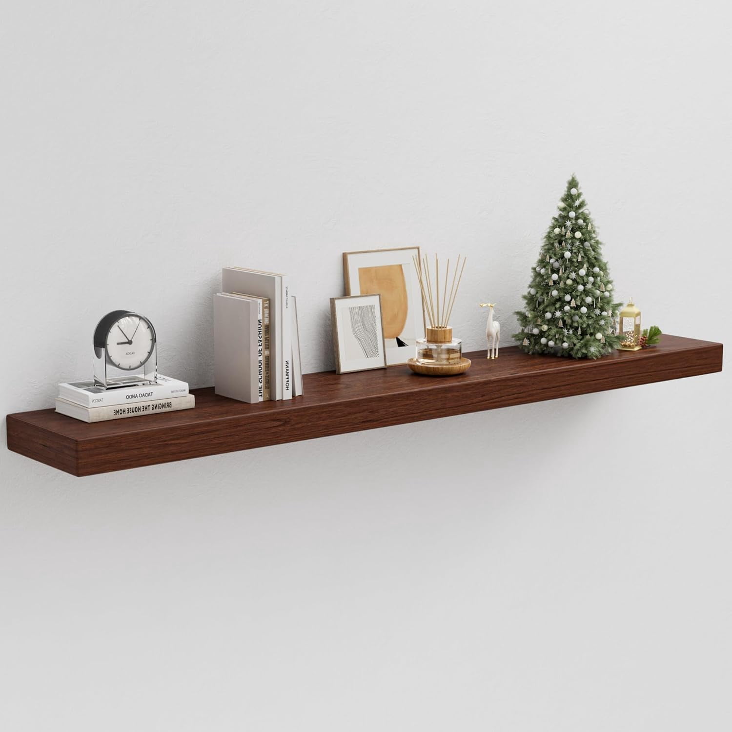 48 Inch Long Floating Shelves, 8 Inch Deep Walnut Floating Shelves for ...