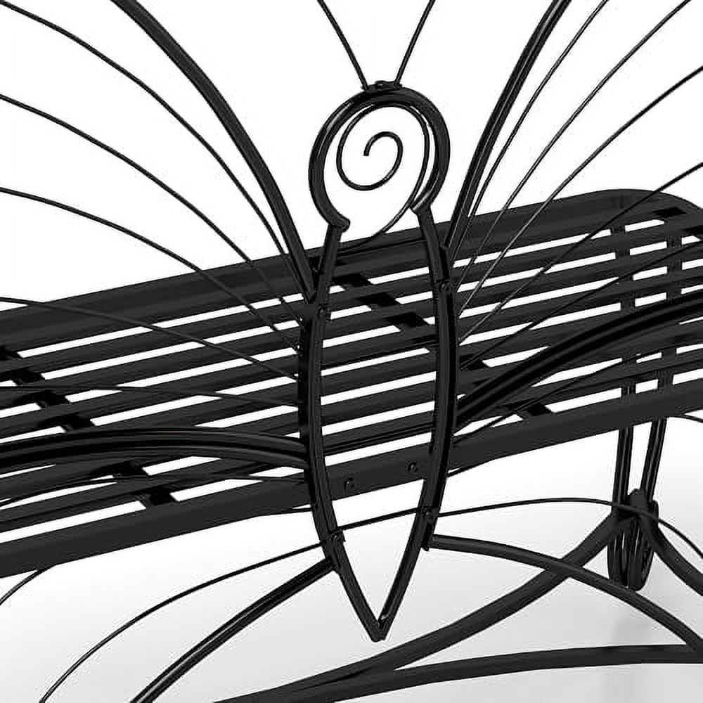 48 Inch Outdoor Bench Metal Patio Garden Benches Butterfly Cast Iron ...