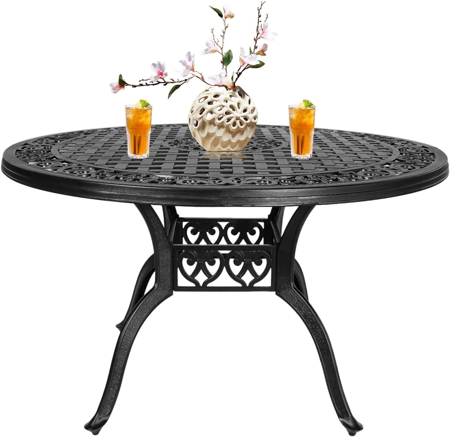 48 Inch Outdoor Dining Table Round Patio Bistro Table Powder-Coated ...