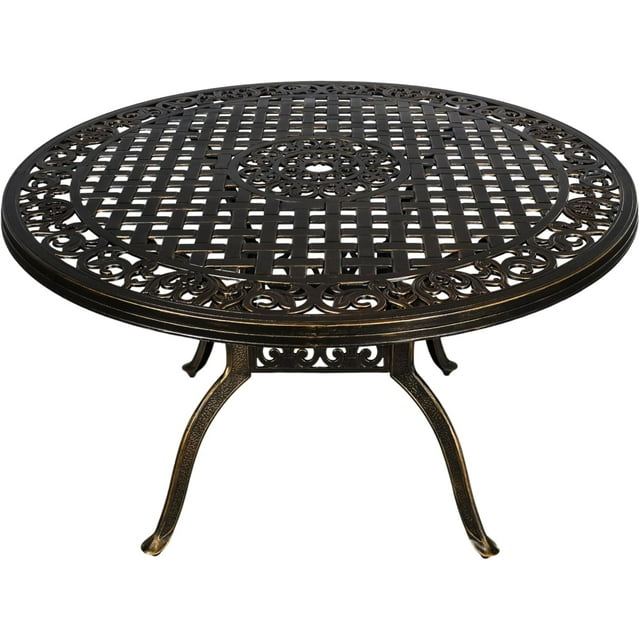48 Inch Outdoor Dining Table Round Patio Bistro Table Powder-Coated ...