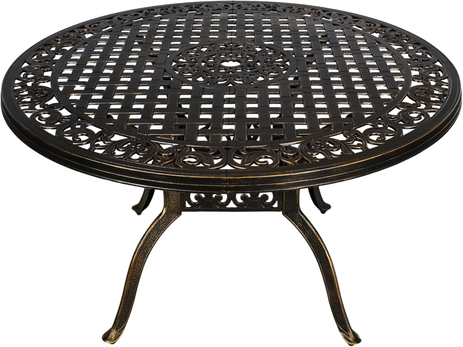 48" Outdoor Dining Table Round Patio Table Powder-Coated Cast Aluminum ...