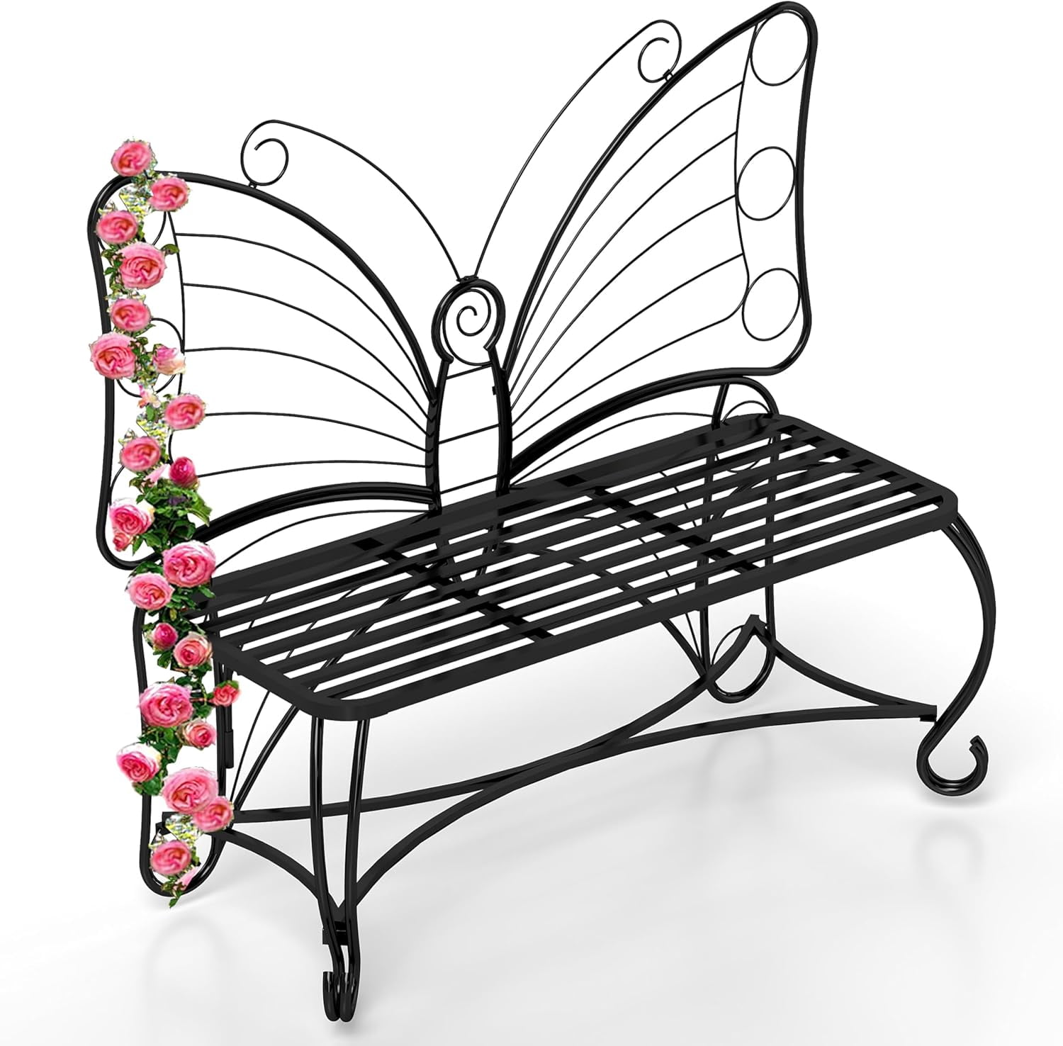 48 Inch Outdoor Metal Patio Garden Benches Butterfly Cast Iron for Park ...