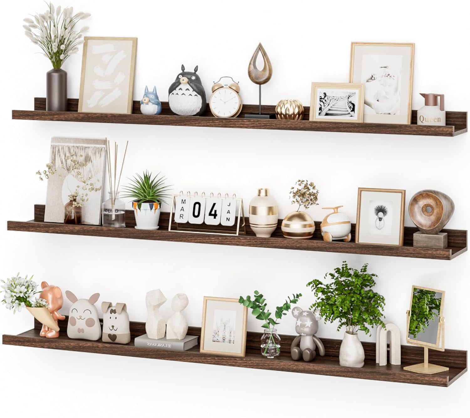 48 Inch Picture Ledge Shelf with Lip,Floating Shelves for Wall Set of 3 ...