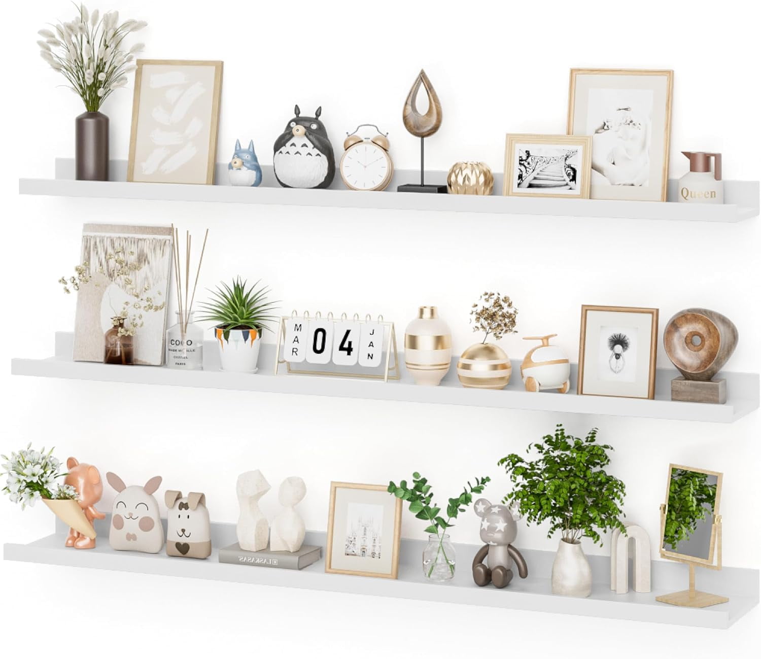 48 Inch Picture Ledge Shelf with Lip,White Floating Shelves for Wall ...