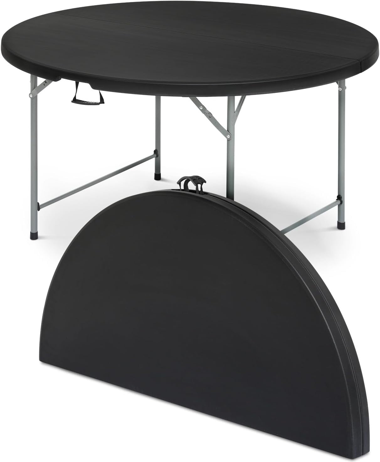 48 Inch Round Folding Table with Carry Handle, Portable Heavy Duty ...