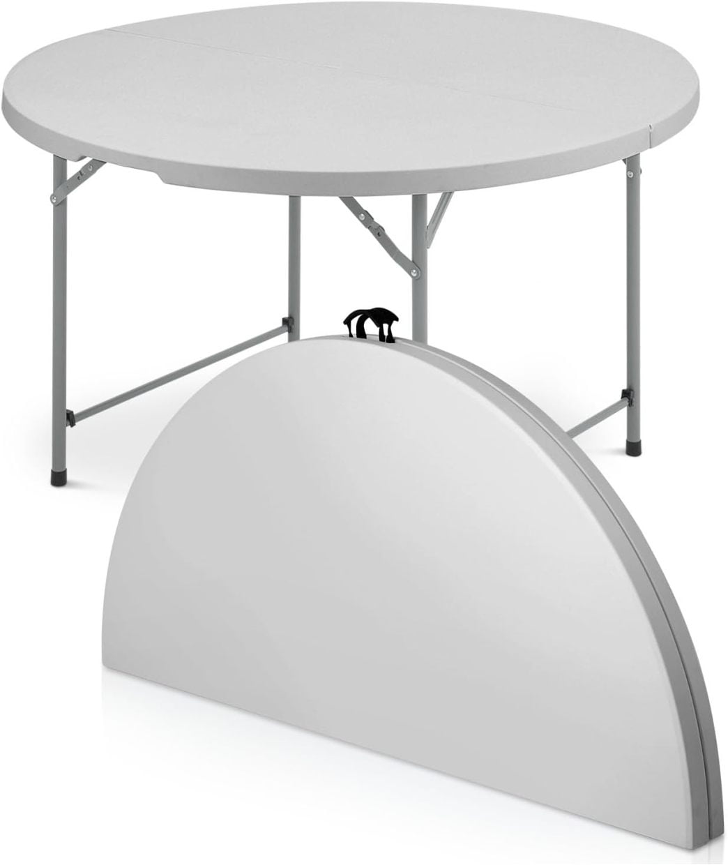48 Inch Round Folding Table with Carry Handle, Portable Heavy Duty ...
