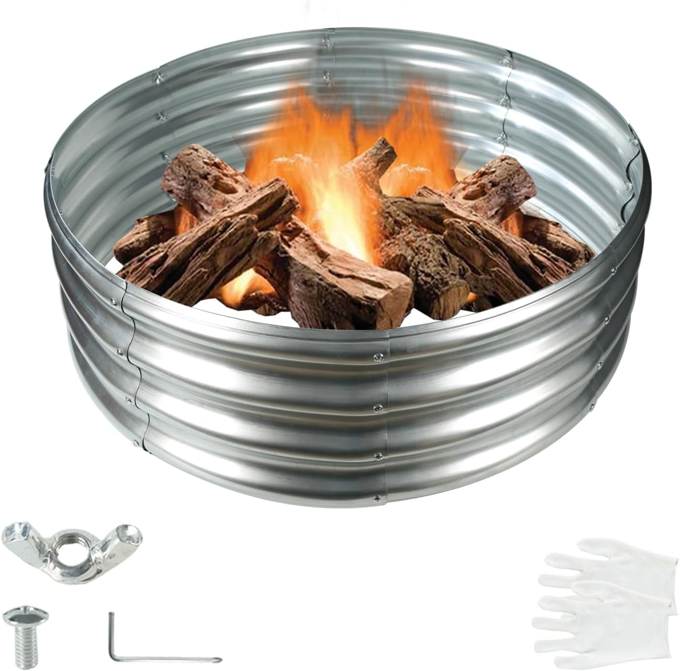 48 Inch Round Galvanized Fire Pit Ring/Fire Ring - Foldable and Perfect ...