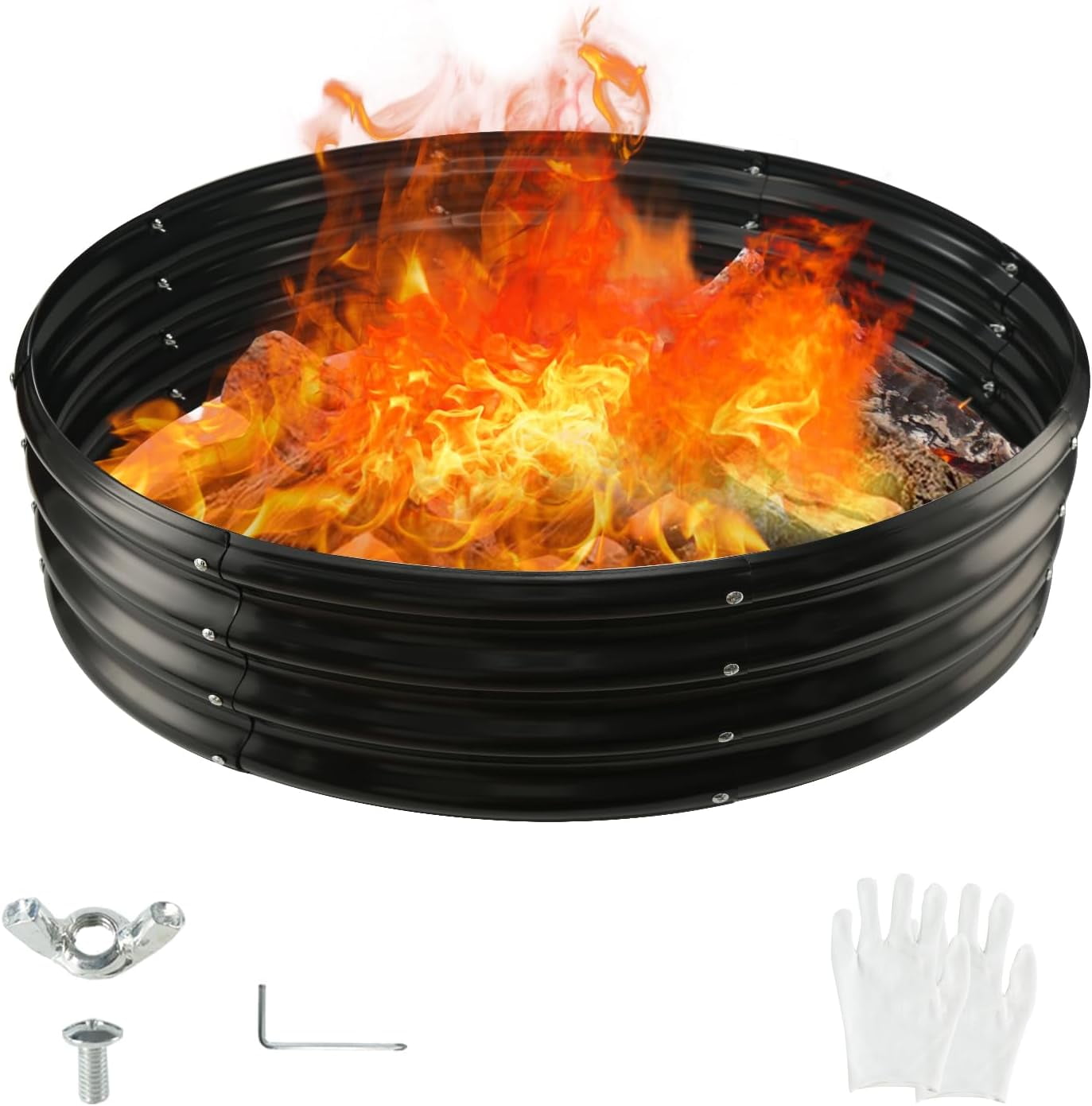 48 Inch Round Galvanized Fire Pit Ring/Fire Ring - Foldable and Perfect ...