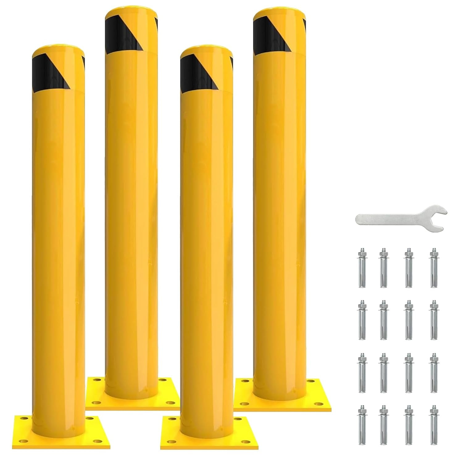 48 Inch Safety Bollard, 4.5 Inch Outer Diameter Safety Barrier Bolts ...