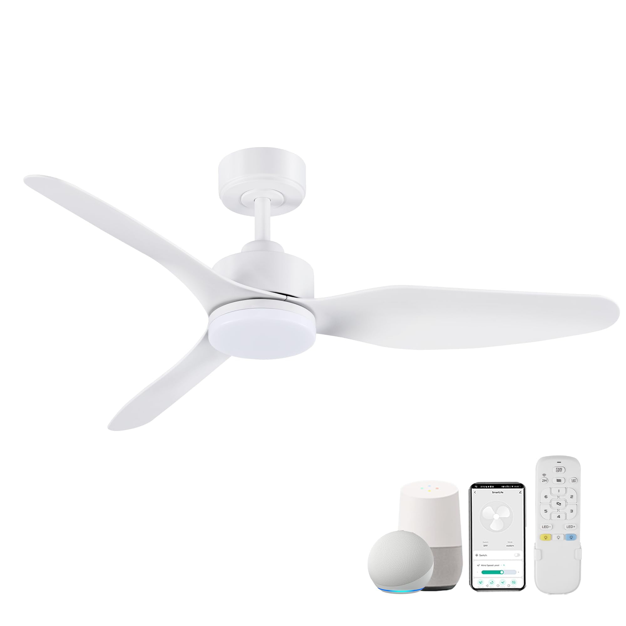 48 Inch Smart Ceiling Fans with Lights Remote Control,Dimmable LED ...