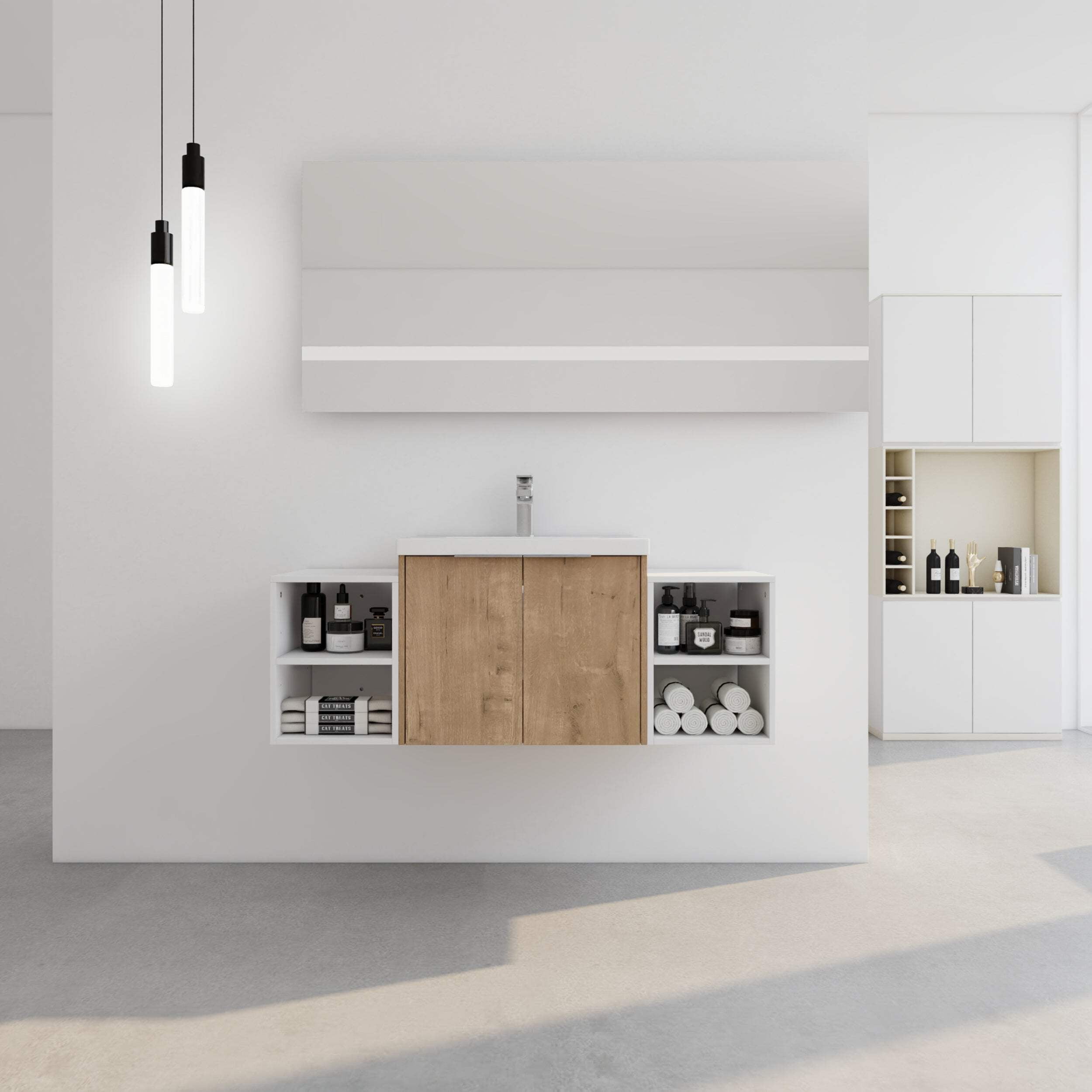 48 Inch Soft Close Doors Bathroom Vanity With Sink, Two Small Storage ...