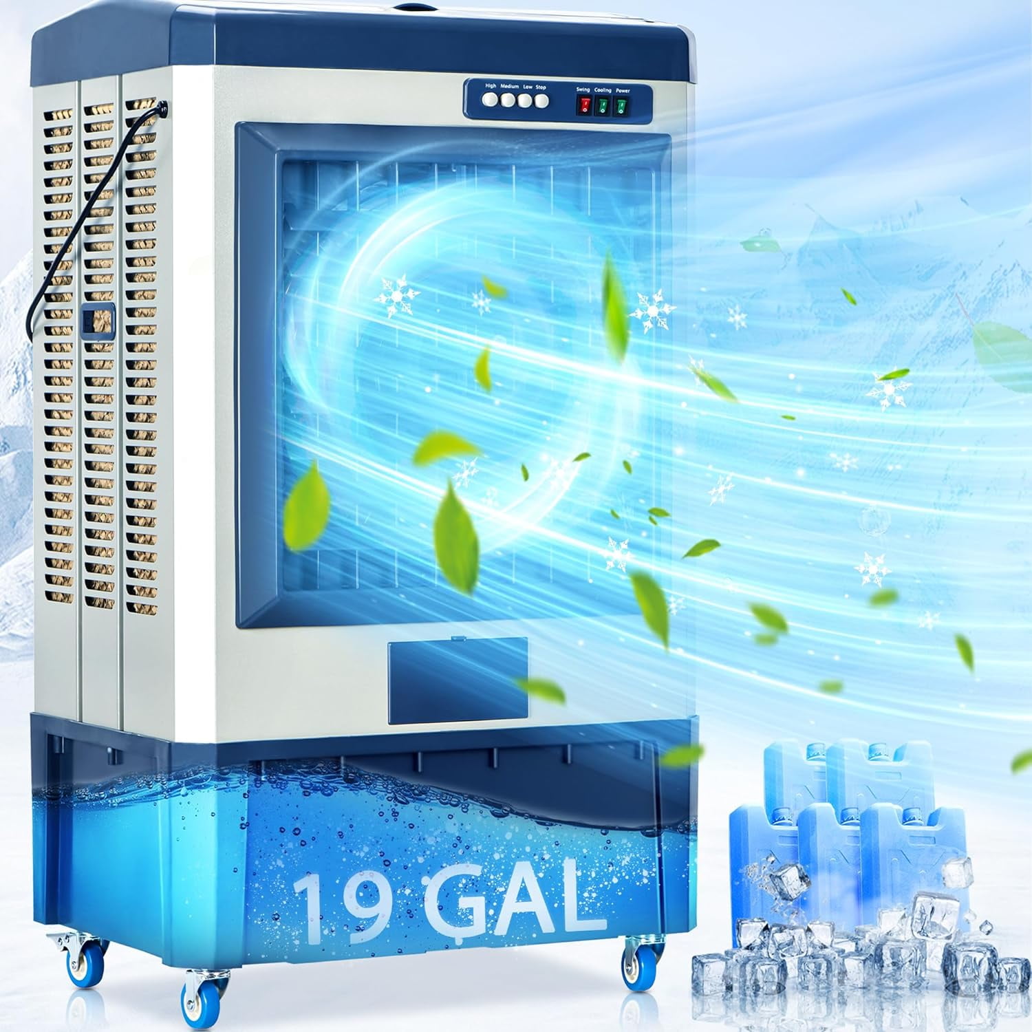 48-Inch Swamp Cooler, 6500 CFM Industry Evaporative Cooler, 3 Speeds ...