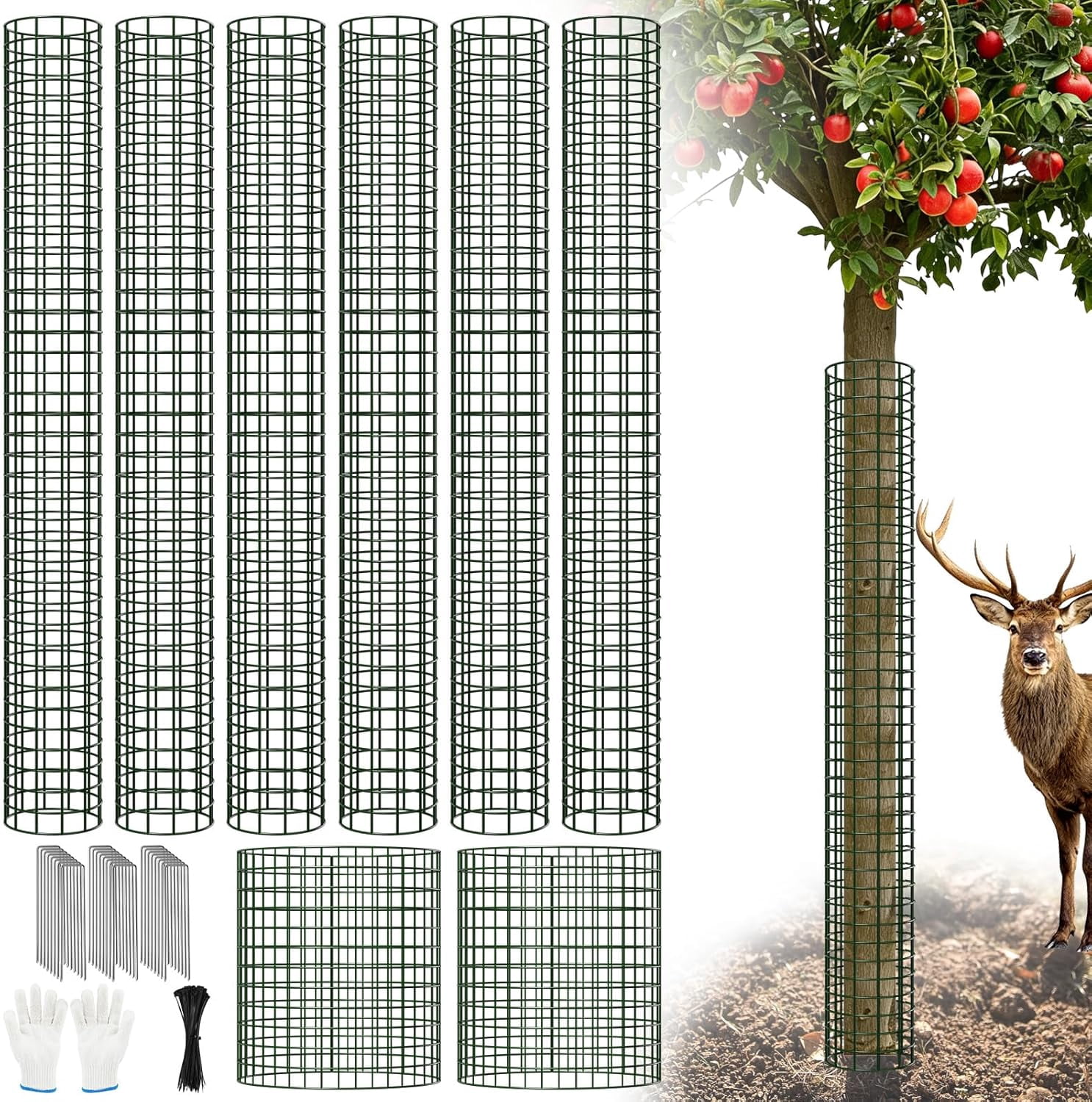 48 Inch Tree Trunk Protector, 8 Pcs Metal Mesh Tree Guards Trunk ...