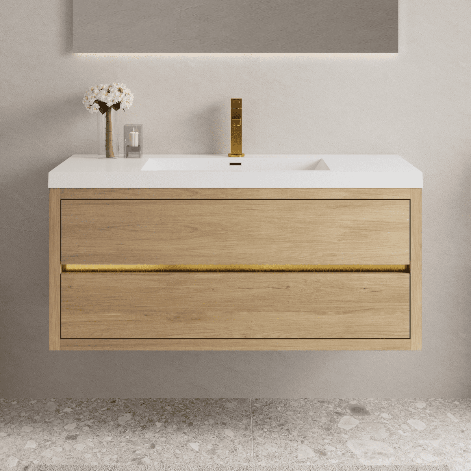 48-Inch Wall-Mounted Bathroom Vanity with Sink, Floating Storage ...