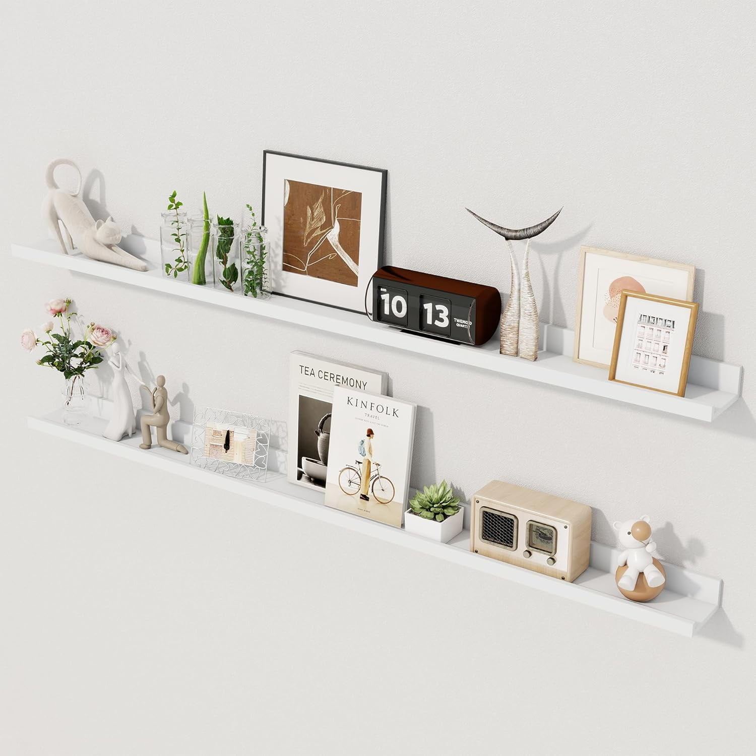 48 Inch White Floating Shelves for Wall | Picture Ledge Shelf Set of 2 ...
