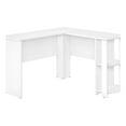 48 Inch White L Shaped Computer Desk with Corner Storage and Dual Work ...
