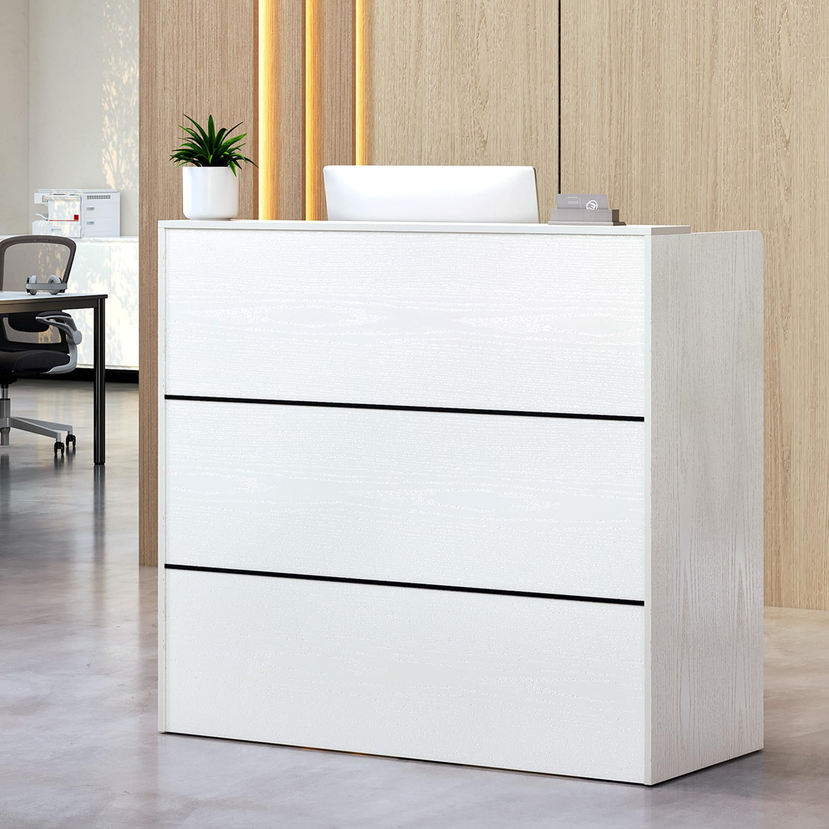 48 Inch White Reception Desk Counter Table, Modern Office Furniture ...