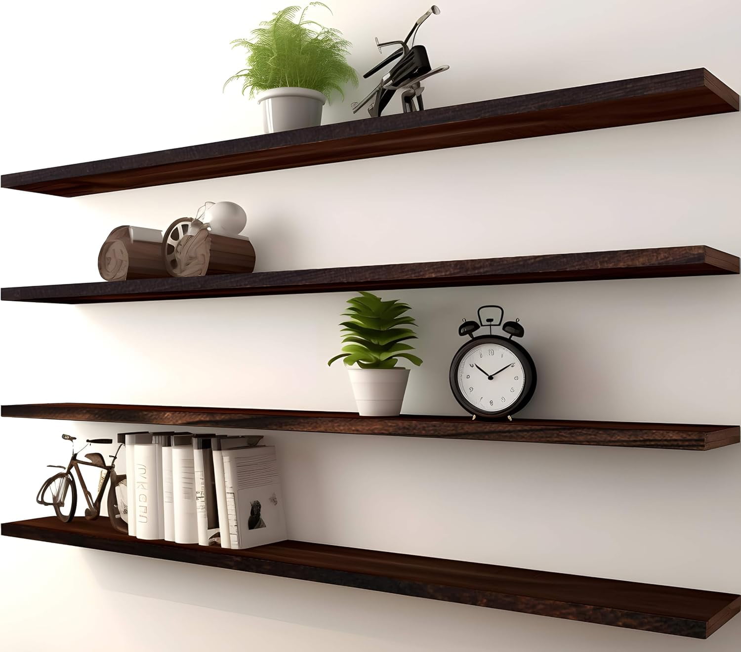48 Inch Wood Floating Shelves for Wall, Wooden Wall Shelves for Bedroom ...
