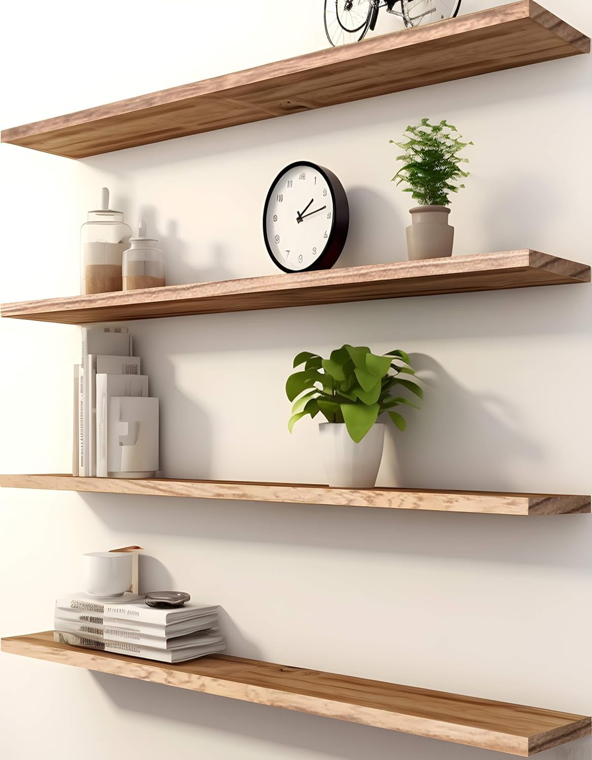 48 Inch Wood Floating Shelves for Wall, Wooden Wall Shelves for Bedroom ...