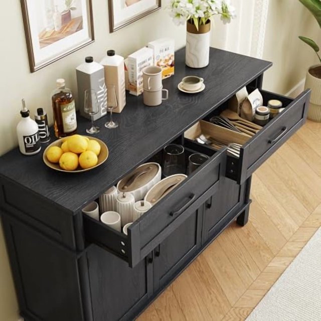48 Inches Buffet Cabinet with Storage, Farmhouse Sideboard Buffet w/2 ...