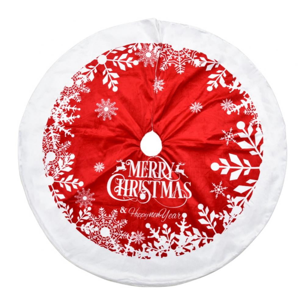 48'' Ultra-Soft Fabric Christmas Tree Skirt Cover for Xmas Tree, Red ...