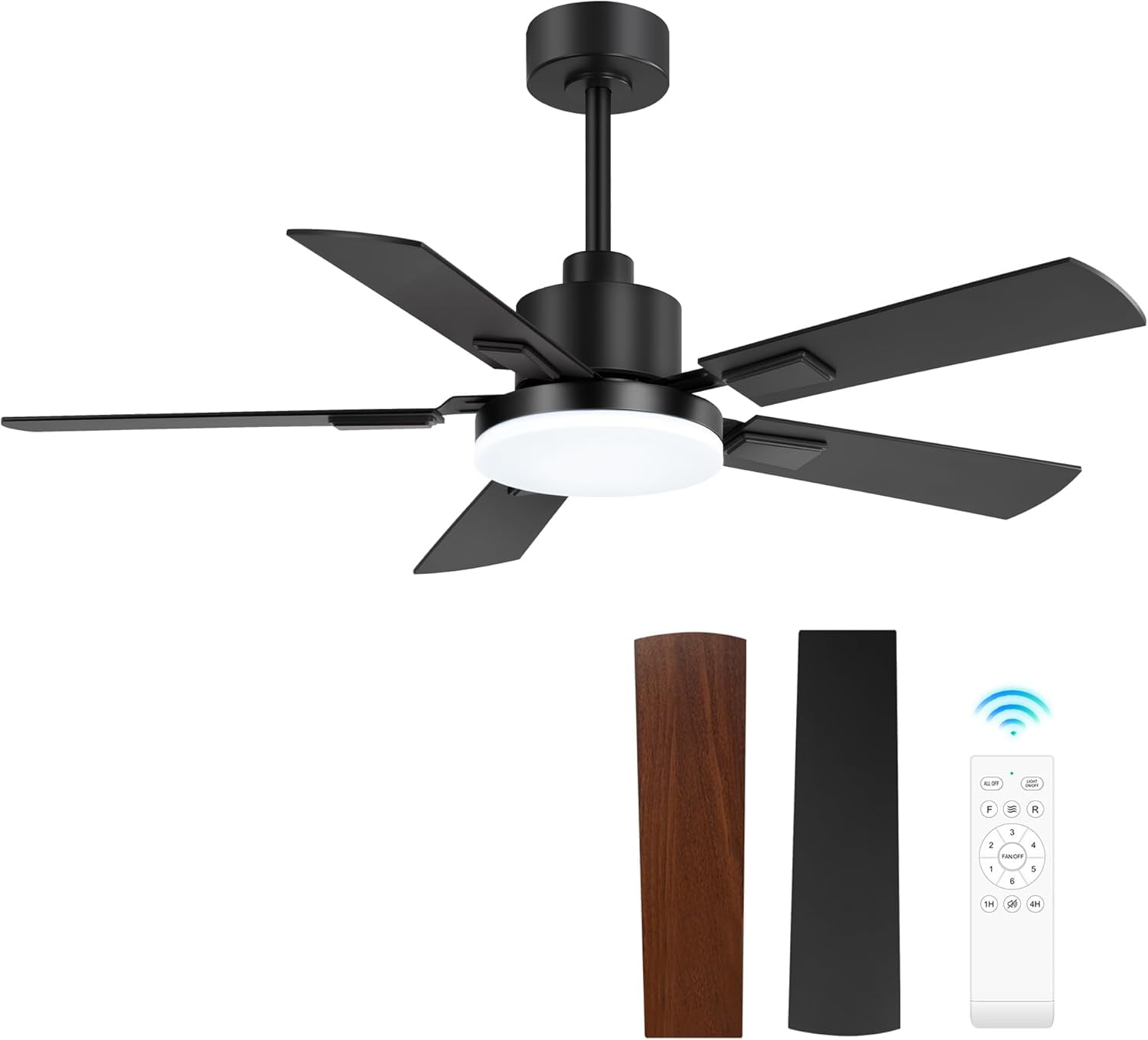 48" Industrial Ceiling Fans with Lights and Remote, 5 Plywood Dual ...