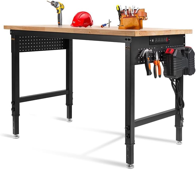 48" L×24”W Adjustable Workbench, 28”-40”Heights Heavy Duty Table 2000 ...