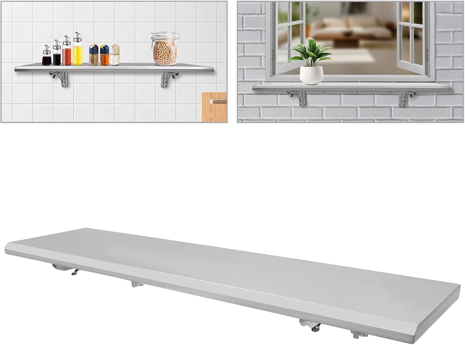 48" L x 12" W Folding Concession Shelf, Wall Mount Folding Shelf ...