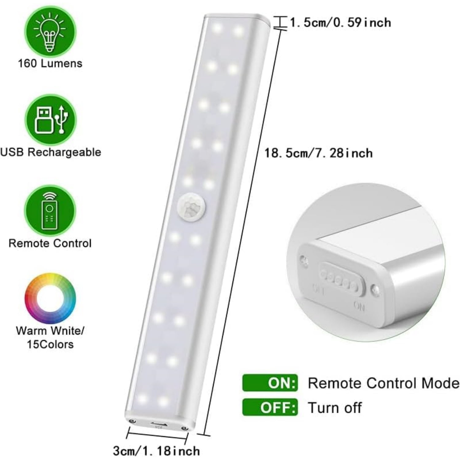 48 LED Under Cabinet Lighting Wireless, 15 Colors Changeable ...