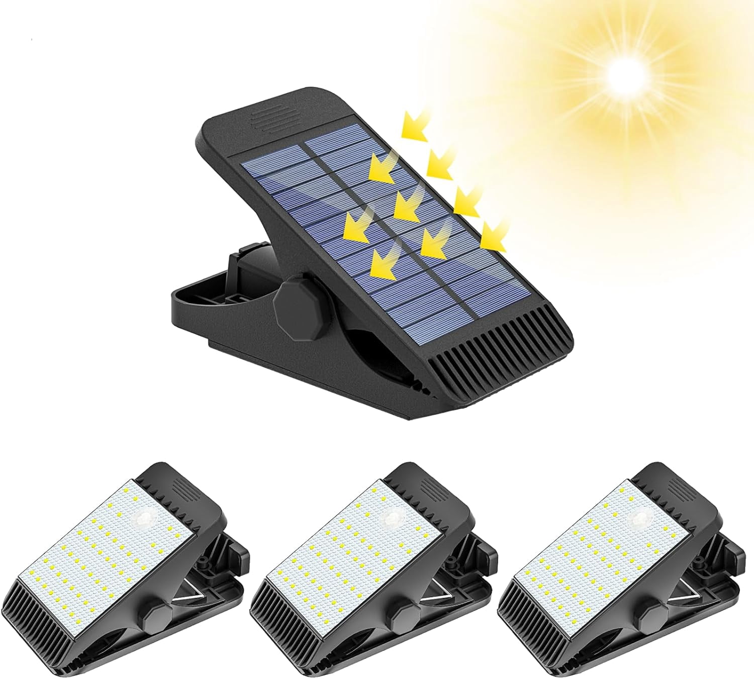 48 LEDs Clip on Solar Motion Sensor Lights Outdoor with Replaceable ...