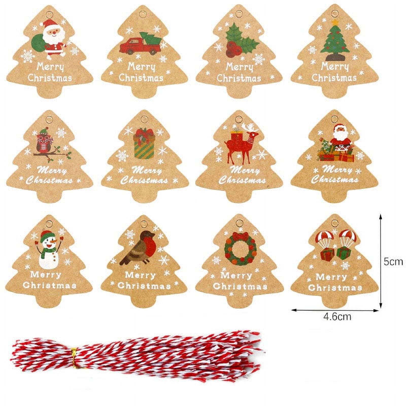 48 Large Gift Tags for Christmas with Ribbon Tie Strings 12 Elegant ...