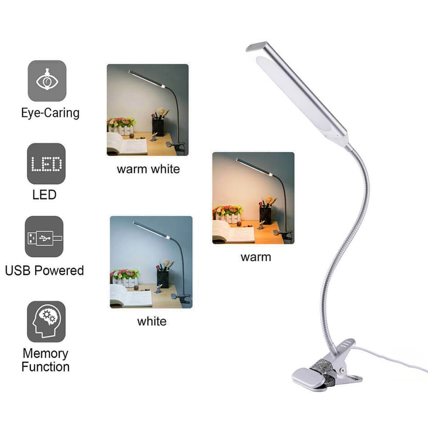 48 Led Clip-On Table Lamp Reading Light Desk Lamp Flexible Lamp For ...