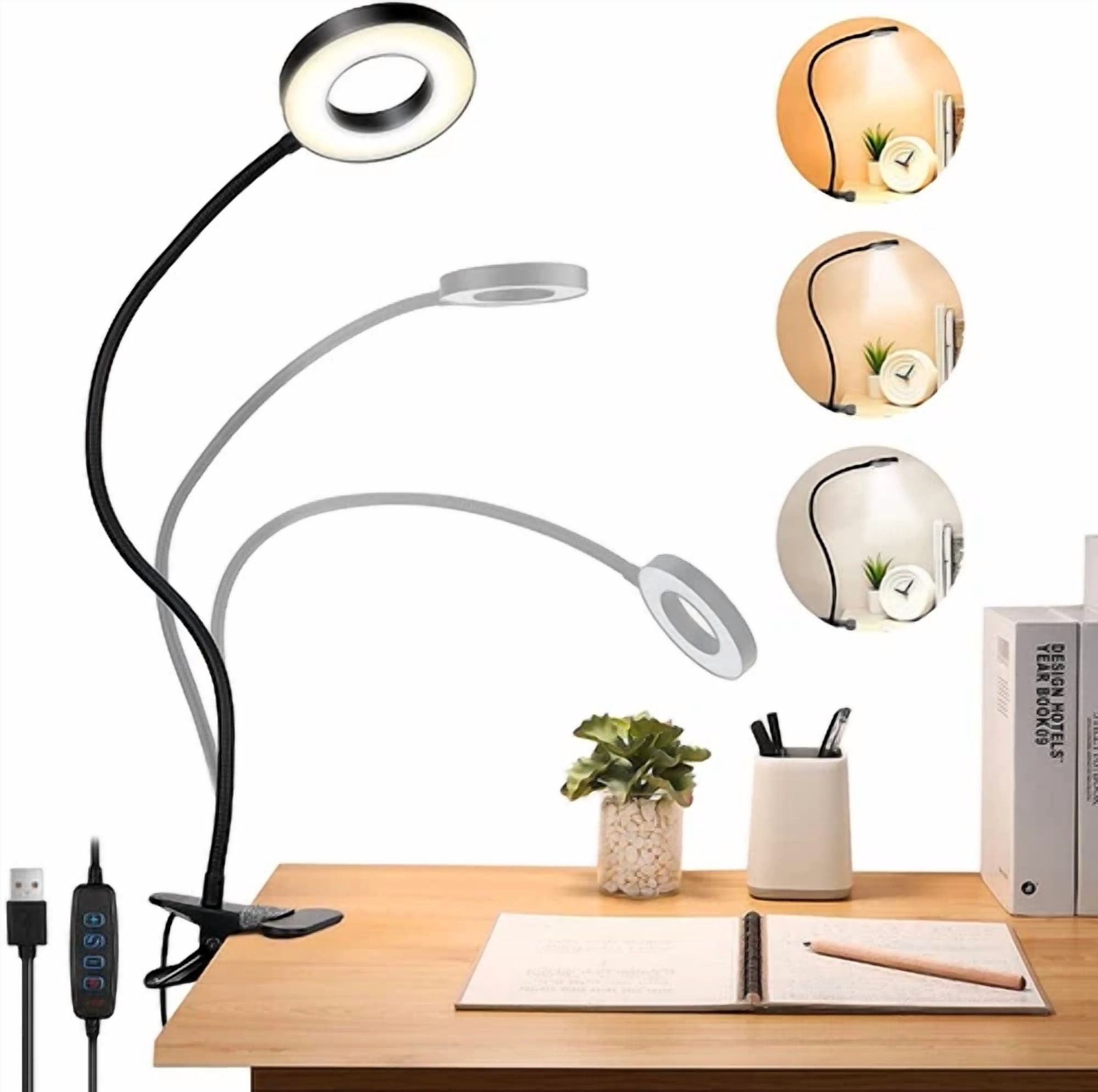 48 Led Usb Clip On Flexible Desk Lamp Led Dimmable Bed Read Table Study ...