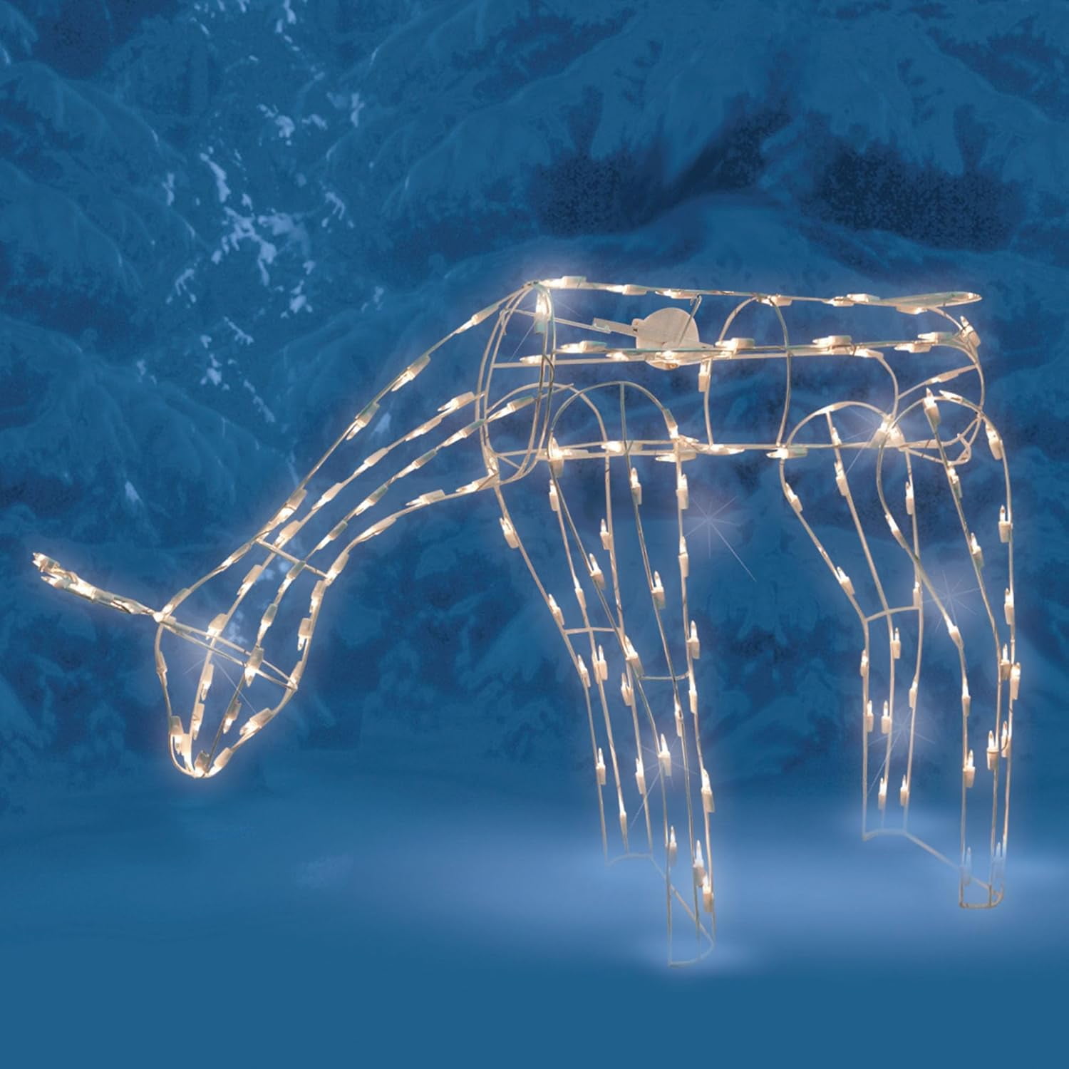 48" Lighted and Animated Feeding Doe Deer Christmas Yard Art with Clear ...