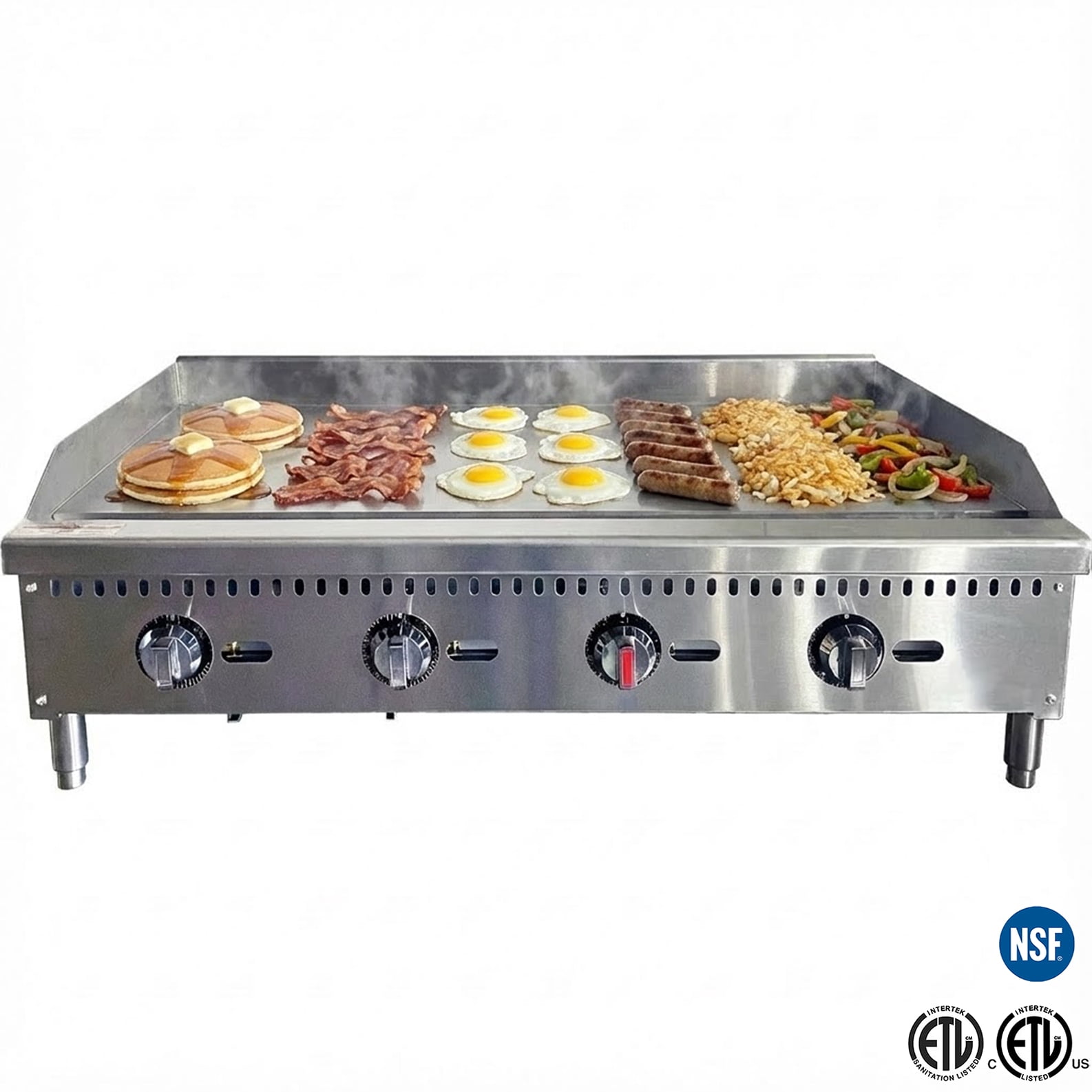 48" NSF Thermostat Gas Griddle | 120,000 BTU Heavy-Duty Commercial Flat ...