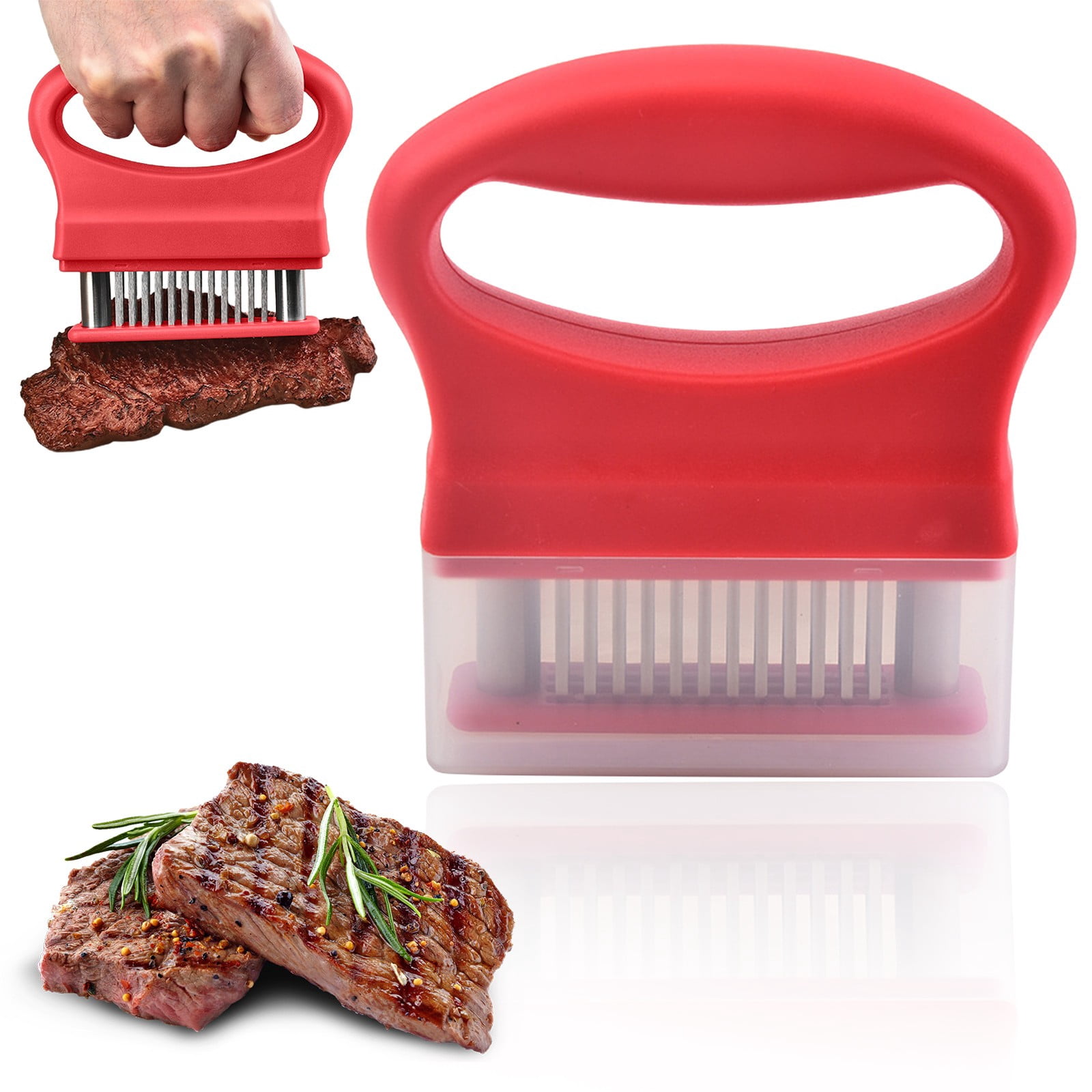 48-Needle Meat Tenderizer Tool – Red Stainless Steel Marinade Injector ...